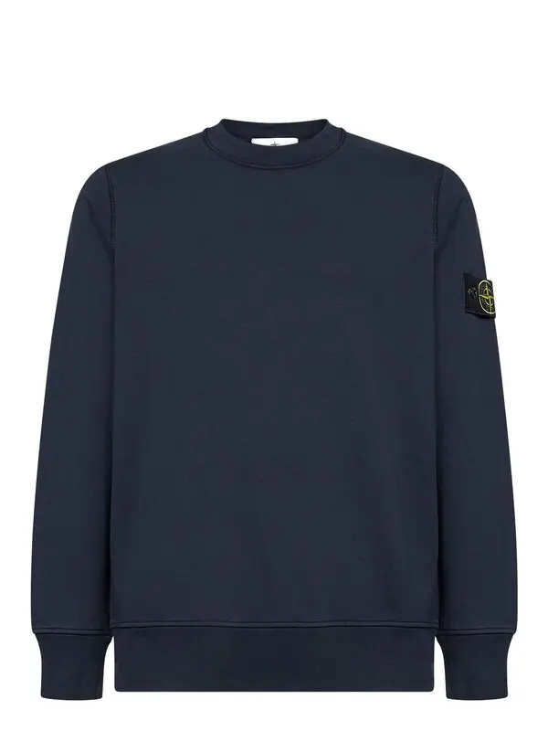 Stone Island Organic Cotton Crewneck Sweatshirt With Logo Badge - Multicolor