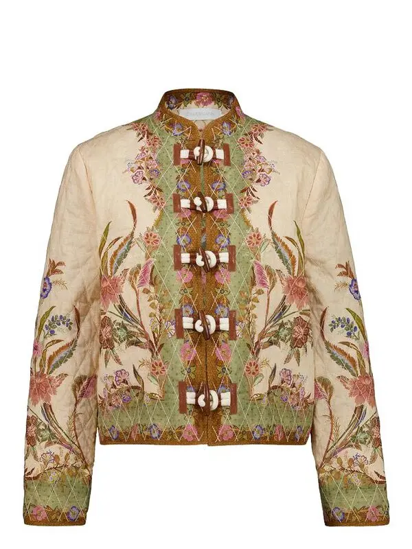 Zimmermann Floral Print Quilted Jacket - Cream