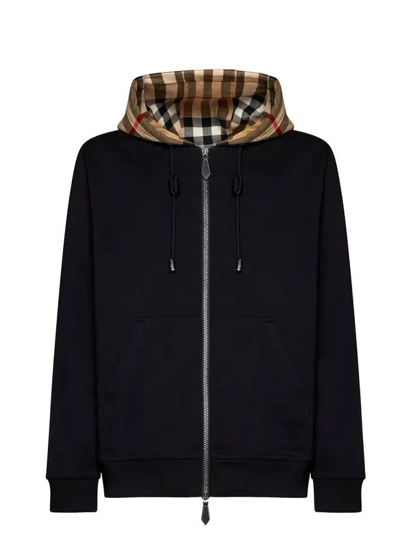 Burberry Checked Hood Zip Hoodie - Multicolor