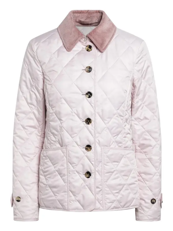 Burberry Quilted Jacket With Corduroy Collar - Pink