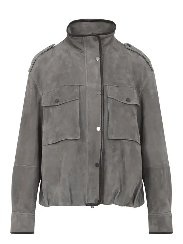 Brunello Cucinelli Suede Safari Jacket - Gray
