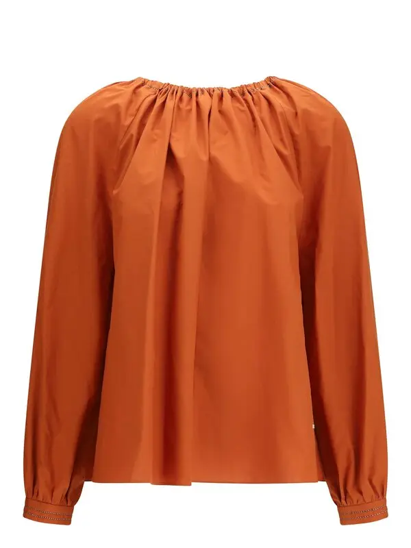 Marni Gathered Neckline Cotton Blouse - Orange