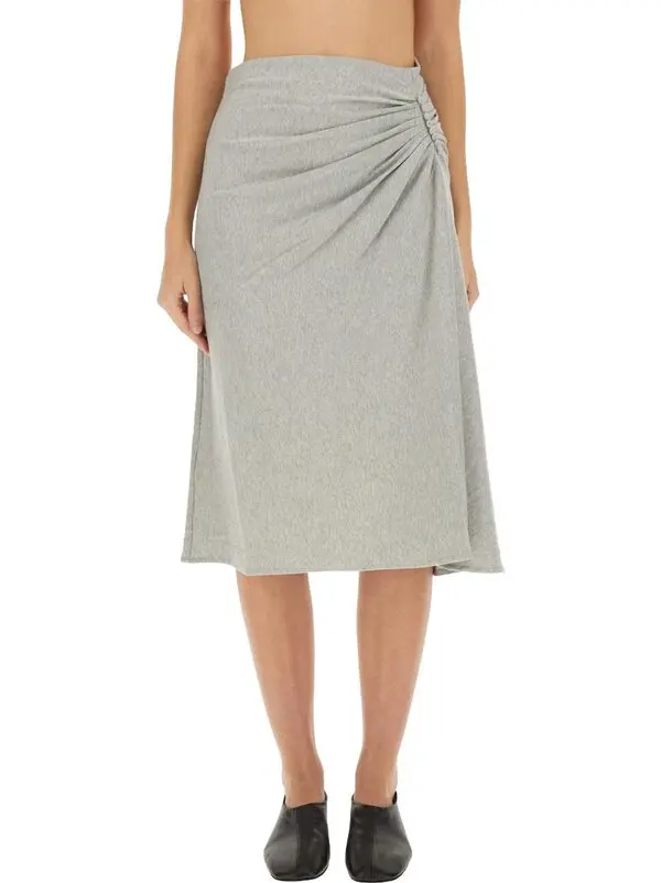 Dries Van Noten Draped Cotton Skirt - Gray