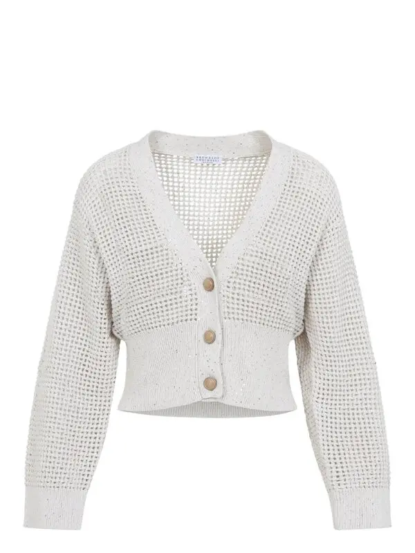 Brunello Cucinelli Crochet Cotton Cropped Cardigan - Multicolor