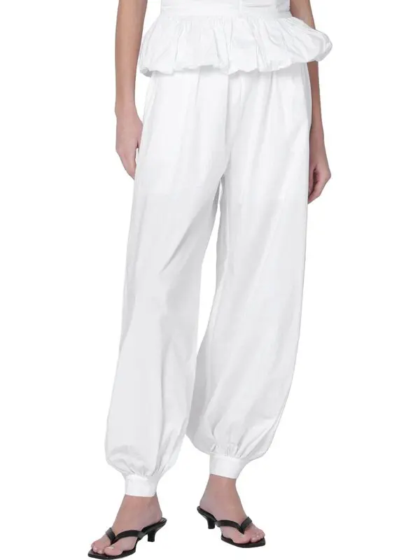 ROTATE BY BIRGER CHRISTENSEN Nicola High-waisted Poplin Balloon Trousers - White