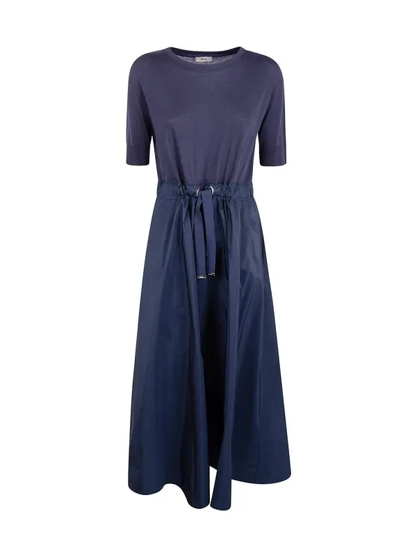 Herno Midi Dress With Drawstring Detail - Blue