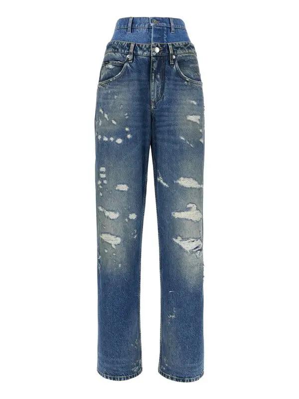 Dolce & Gabbana Distressed Straight Leg Jeans - Multicolor