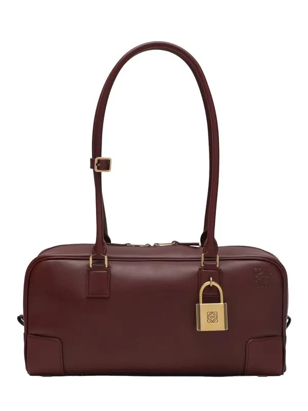 Loewe Amazona 31 Cropped Bag In Shiny Mahogany Leather - Brown
