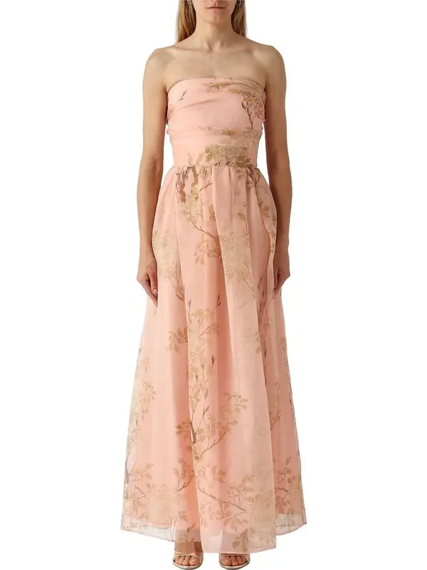 Max Mara Printed Strapless Dress - Pink