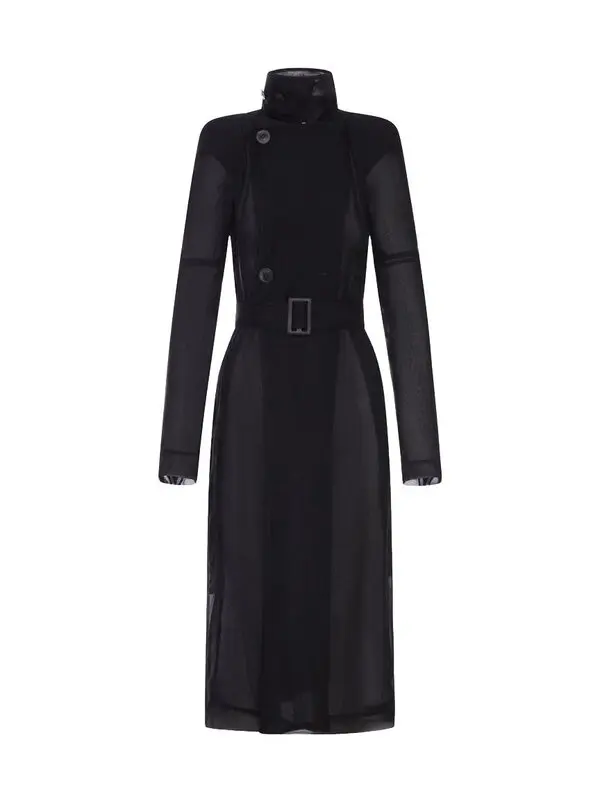 Rick Owens Maria Trench Coat In Organza - Black