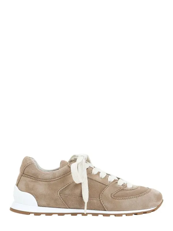 Brunello Cucinelli Antelope Suede Lace Up Sneakers - Brown