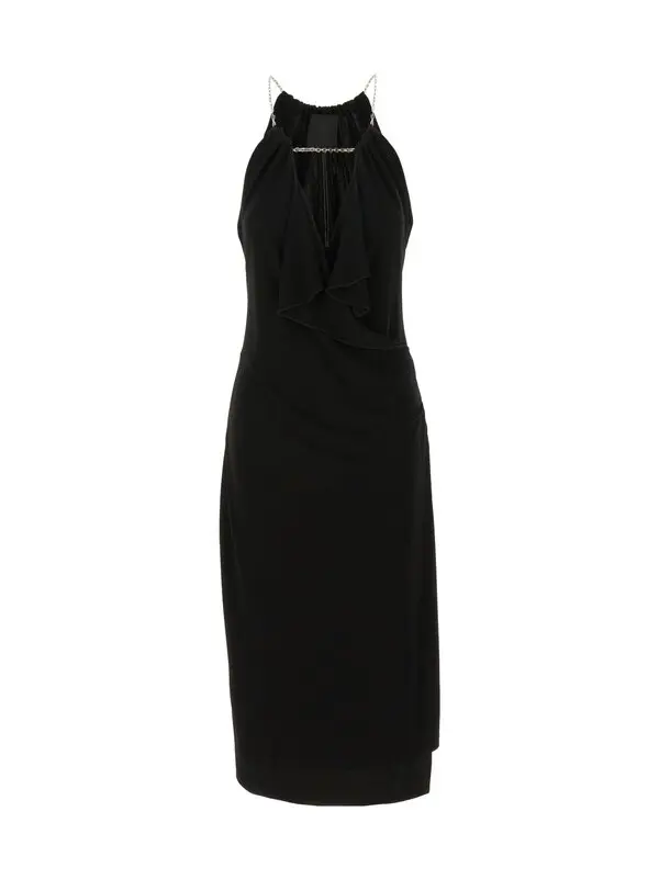Givenchy Halter Neck Ruffled Dress With Chain Detail - Multicolor