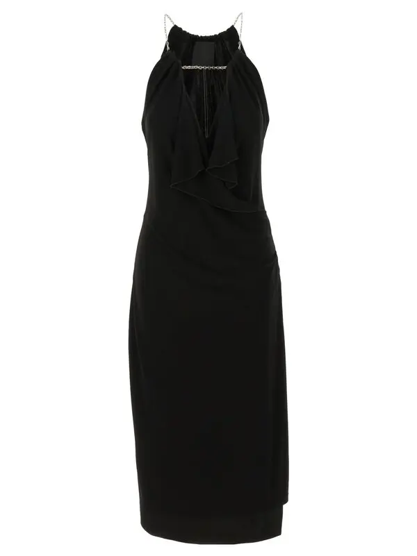 Givenchy Halter Neck Ruffled Dress With Chain Detail - Multicolor