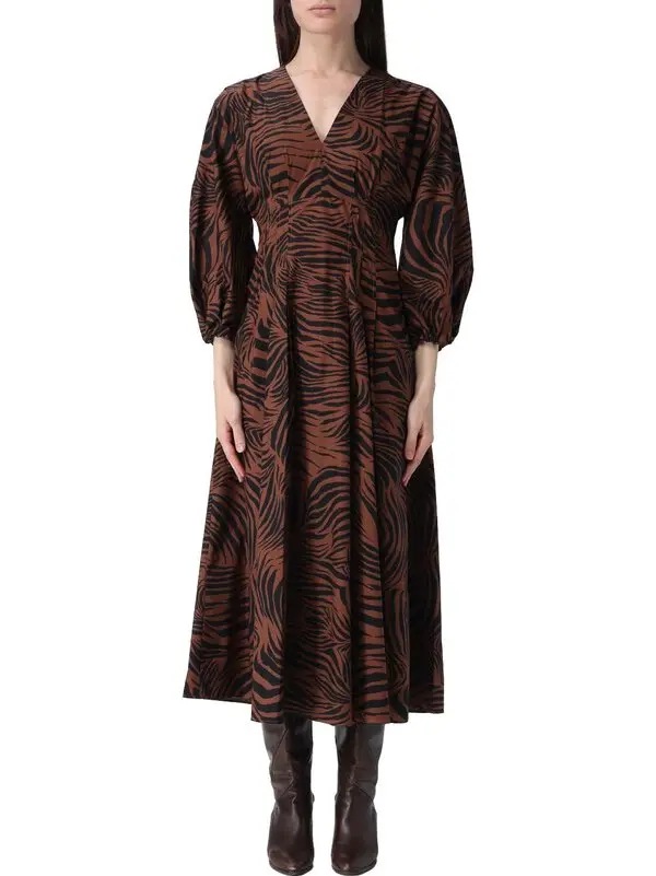 Max Mara Printed Midi Dress - Brown