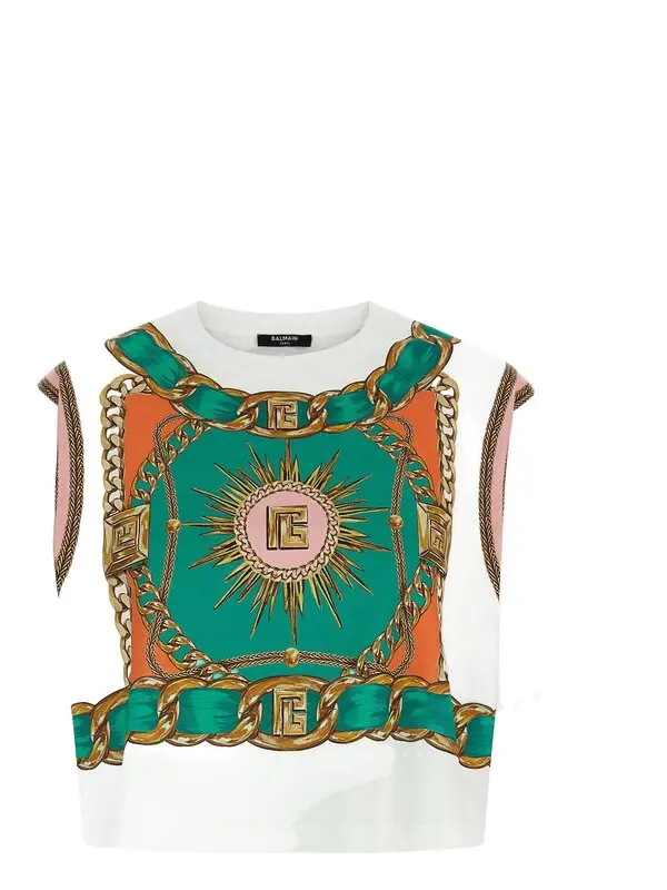Balmain Printed Cropped T-shirt - Multicolor