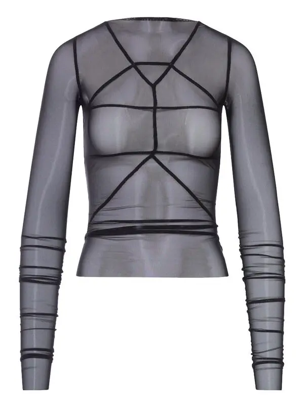 Rick Owens Temple T-shirt In Transparent Tulle - Black