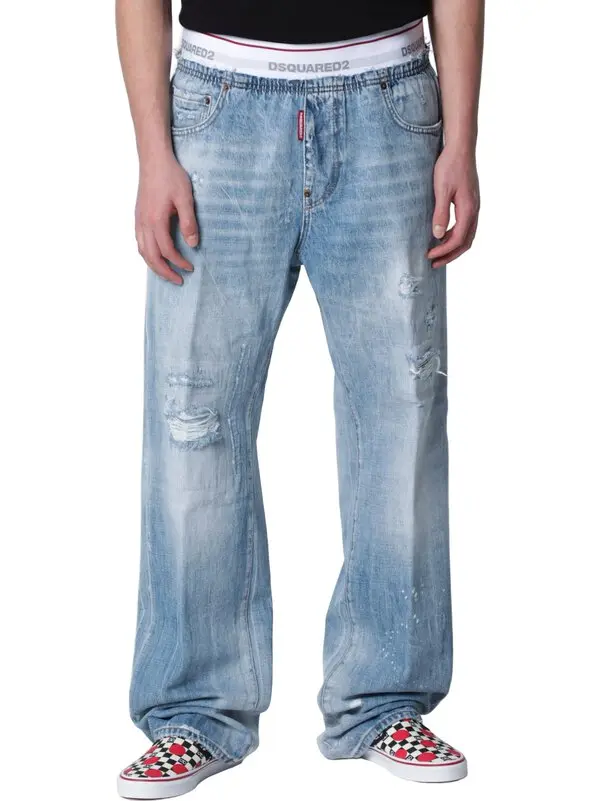 Dsquared2 Light Wash Distressed Denim Jogger Jeans - Blue