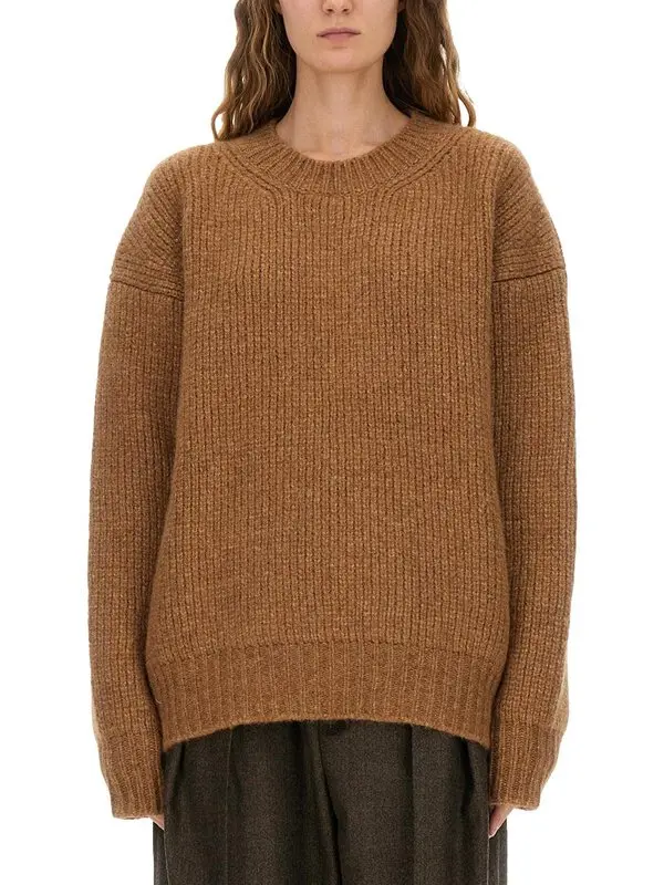 Saint Laurent Ribbed Alpaca Wool Blend Pullover - Cream