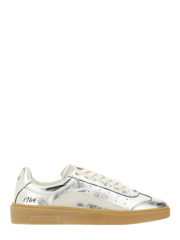 Dsquared2 Metallic Leather Lace-up Sneakers - Silver