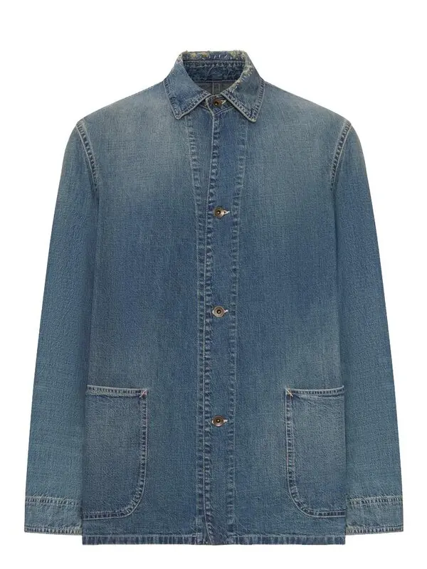 MAISON MARGIELA Denim Caban Jacket With Distressed Details - Multicolor