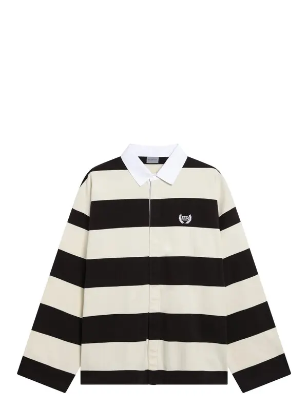Balenciaga Striped Jersey Polo Shirt In Cotton - Brown