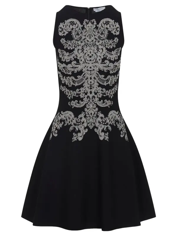 Alexander McQueen Sleeveless Mini Dress With Jacquard Detail - Black