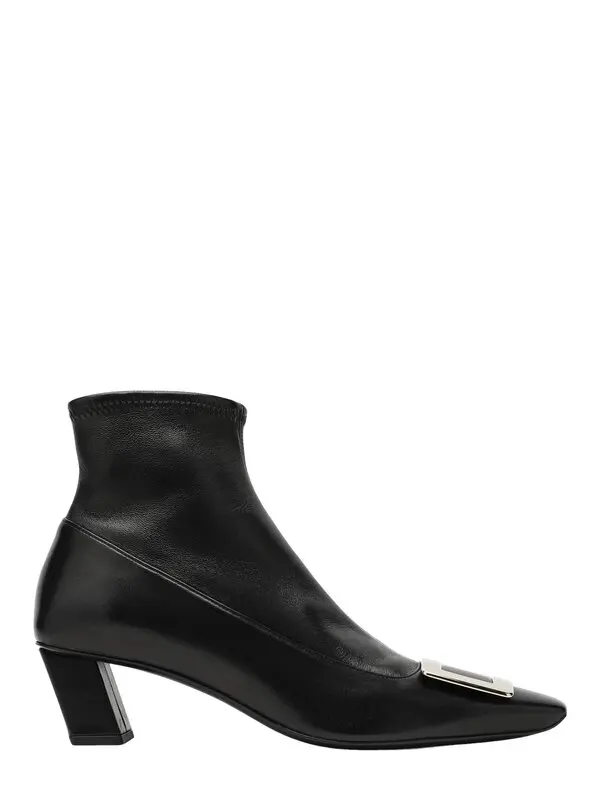 ROGER VIVIER Belle Vivier Leather Ankle Boots With Logo Buckle - Black