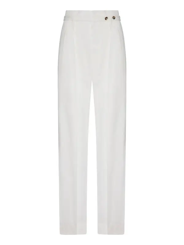 Bottega Veneta Straight-leg Tailored Cotton Trousers - White