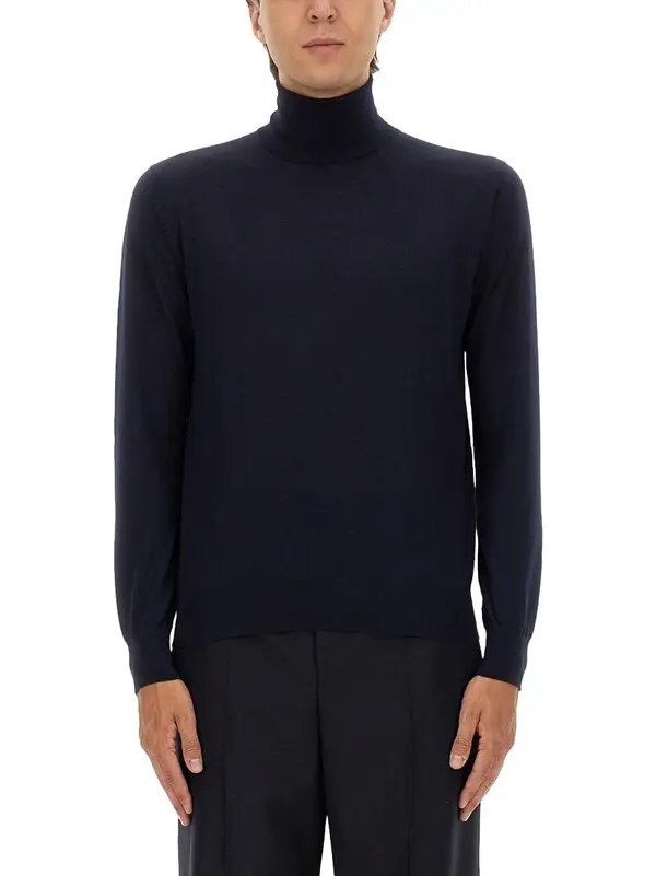 Saint Laurent Turtleneck Pullover" Fine Knit Cashmere, Wool, And Silk Blend - Blue