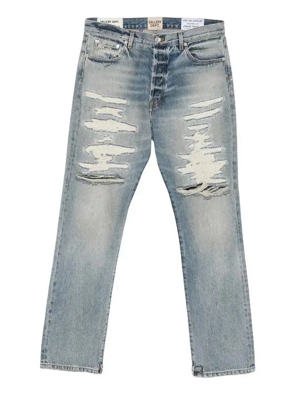 GALLERY DEPT. Distressed Light Wash Denim Jeans - Blue