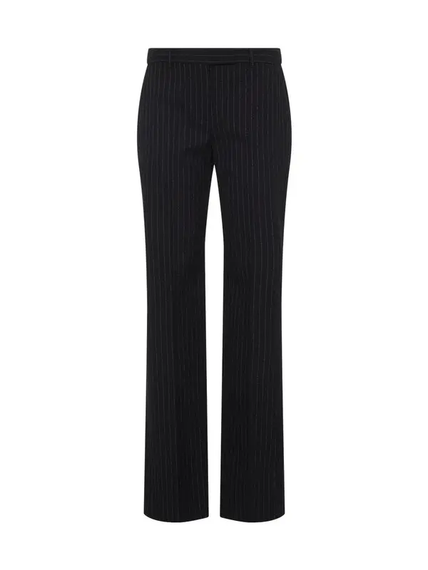 Alexander McQueen Pinstripe Lurex Wool Pants - Black