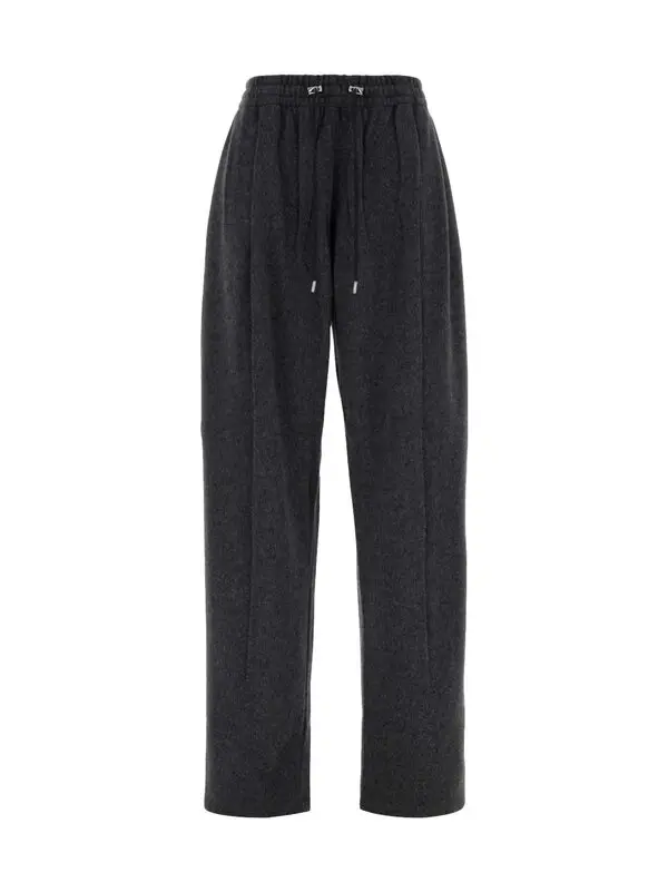 Prada Wool And Cashmere Drawstring Trousers - Gray