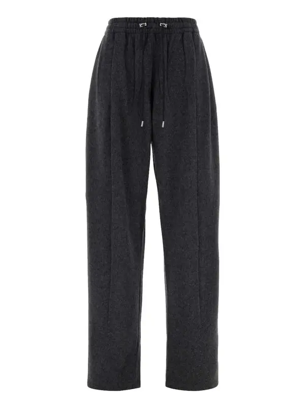 Prada Wool And Cashmere Drawstring Trousers - Gray