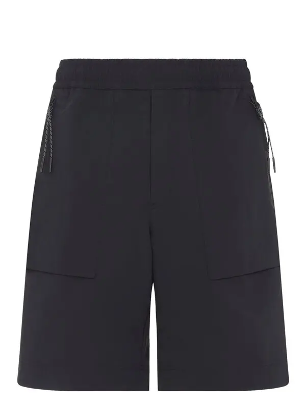 Moncler Polyester Shorts With Elastic Waist And Zipped Fastening - Black