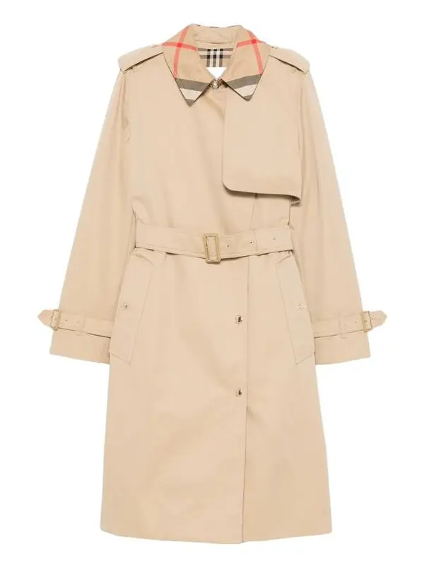 Burberry Double-breasted Trench Coat With Detachable Belt - Cream