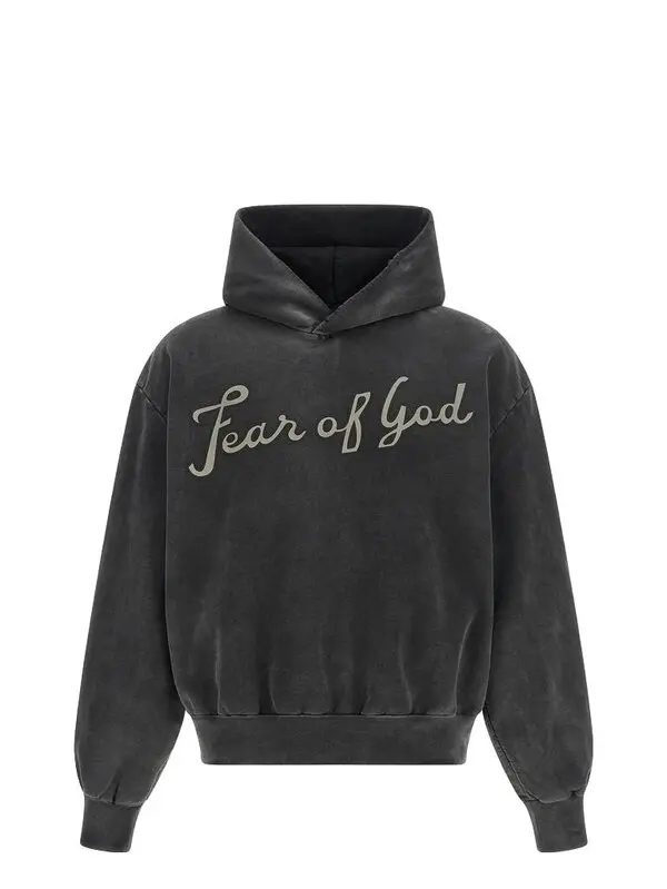 Fear Of God Cotton Fleece Hoodie With Graphic Print - Gray