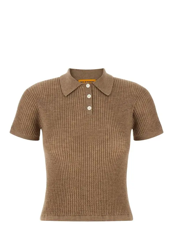 Guest In Residence Shrunken Ribbed Cashmere Polo Shirt - Cream