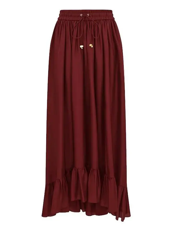 Zimmermann Pleated Skirt With Ruffle Hem - Red