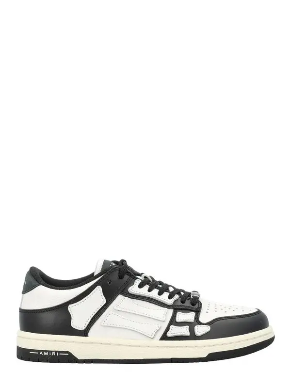 Amiri Panelled Leather Skeleton Patch Trainers - Black