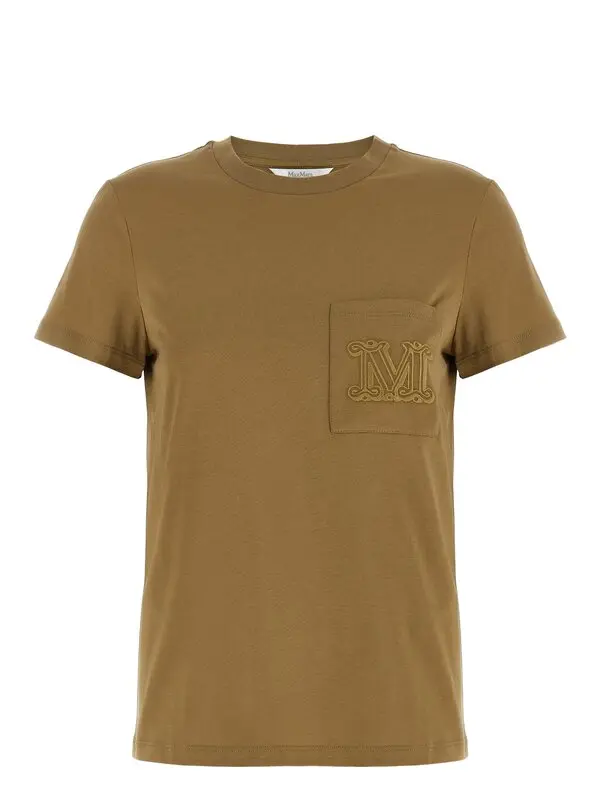 Max Mara Papaia T-shirt With Monogram Pocket - Brown