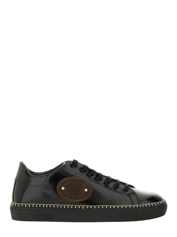 Moschino Leather Lace-up Sneakers - Black