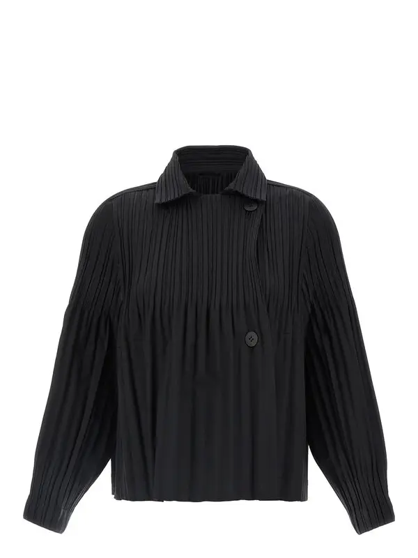 Issey Miyake Smooth Pleated Coat - Black
