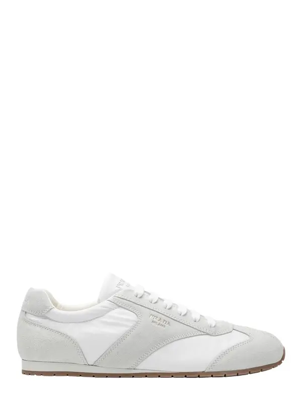 Prada Fabric And Suede Lace-up Sneakers - White
