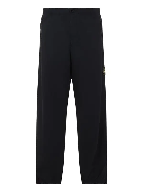 Stone Island Polyamide Pants With Logo Detail - Black