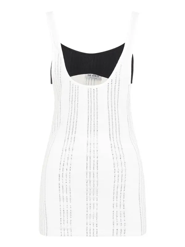 Attico Flat Ribbed Jersey Tank Top - White