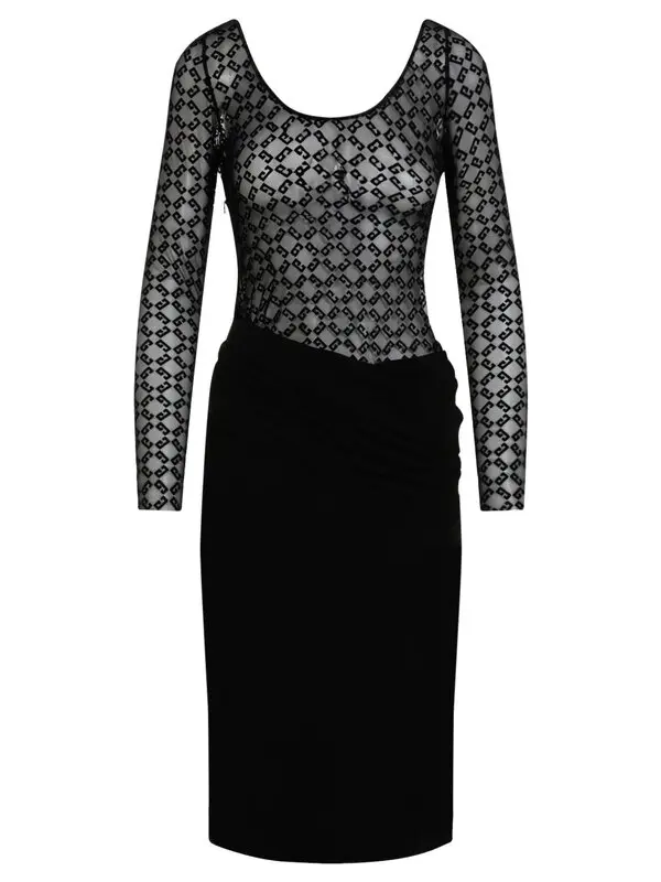 Givenchy Long Sleeve Draped Midi Dress - Black