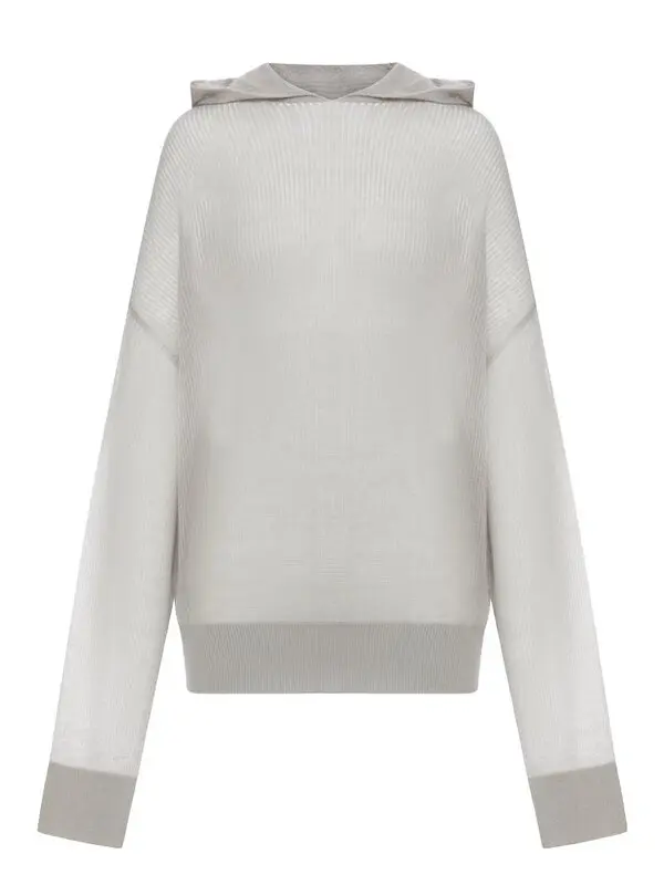 Rick Owens Semi-transparent Knit Hooded Sweatshirt - Cream