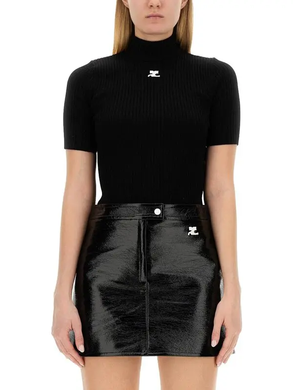 COURREGES Reedition Knitted T-shirt - Black
