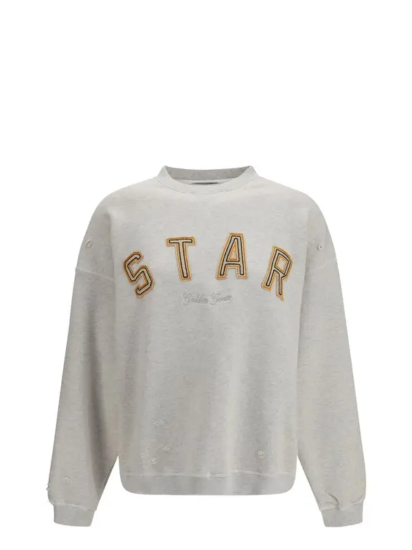 GOLDEN GOOSE Crewneck Sweatshirt With Contrasting Logo - Gray