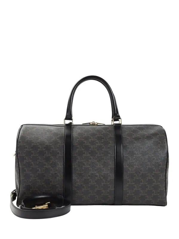 Celine Medium Voyage Bag In Textile Triomphe Canvas And Calf Leather - Black